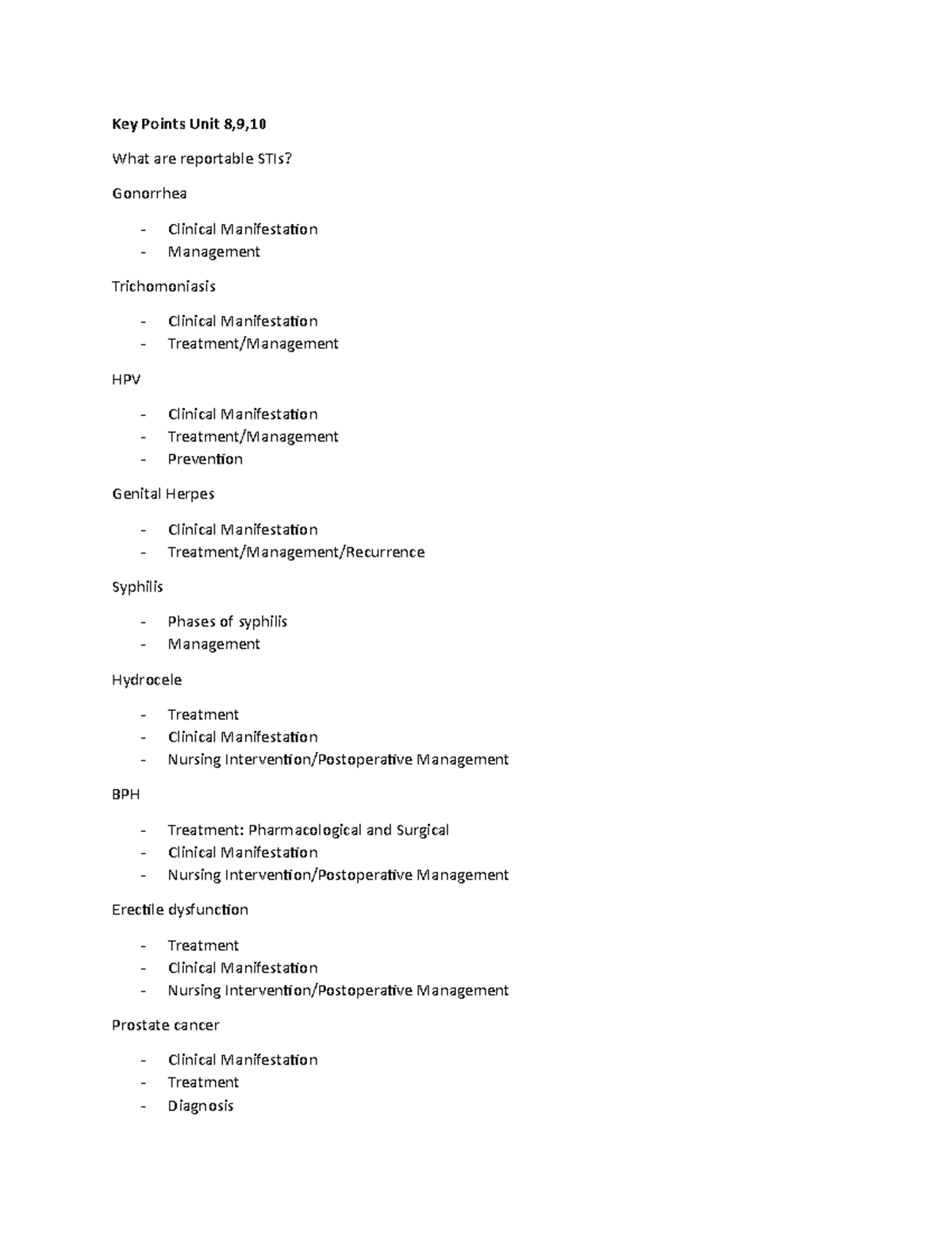 Key Points - Final Exam and Abbreviated Medication List - Key Points ...