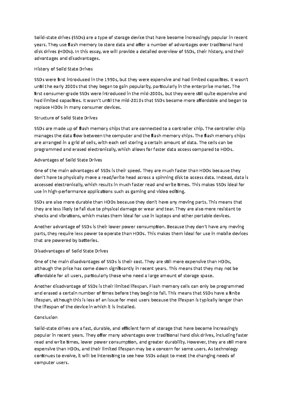 Solid state dives - Solid-state drives (SSDs) are a type of storage ...