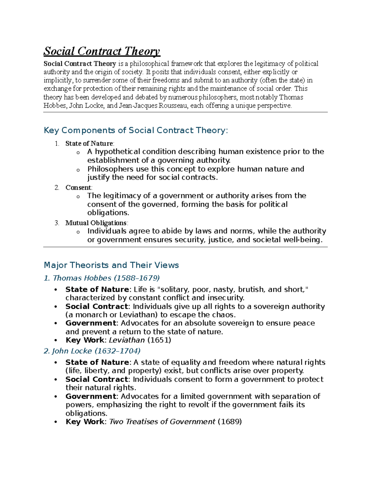 Social Contract Theory - Social Contract Theory Social Contract Theory ...