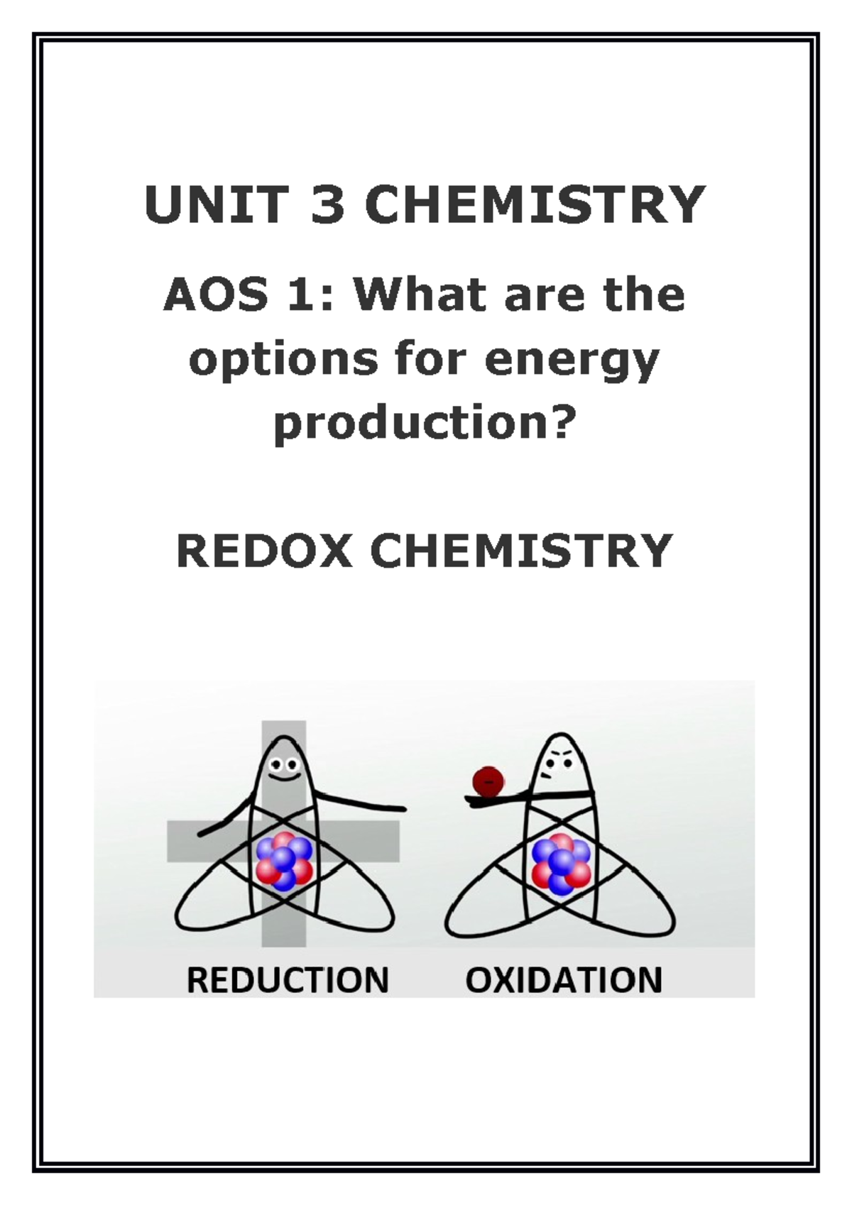 Redox Study Notes - Chem - UNIT 3 CHEMISTRY AOS 1: What are the options ...