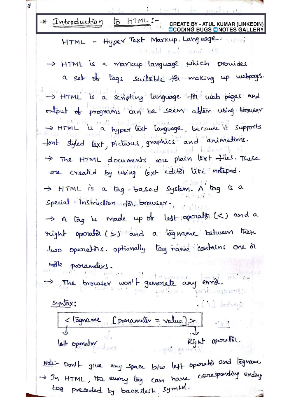 HTML Lecture Hand Written Notes - Web Programming - Studocu