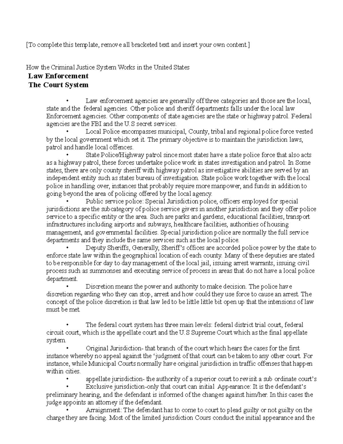 CJ 112 Project Two Template - [To complete this template, remove all bracketed text and insert ...