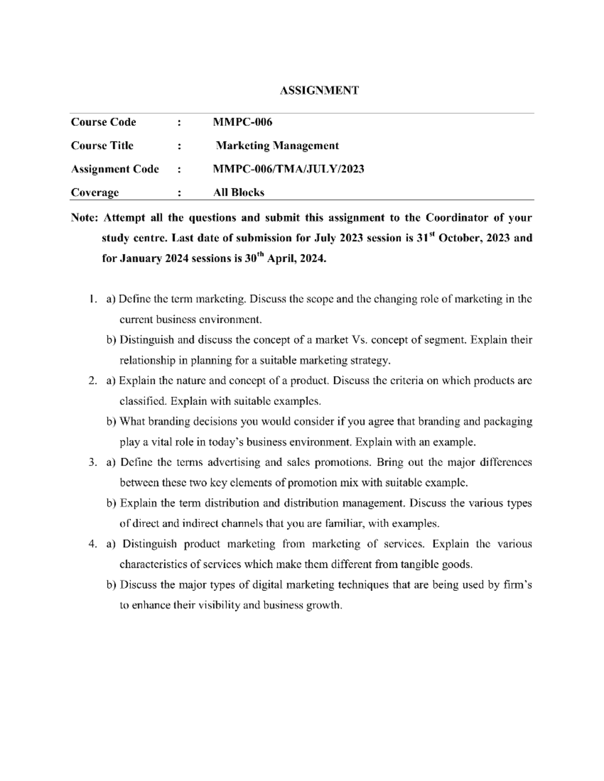 MMPC 006 assignment - Marketing Management - Studocu MMPC 006 assignment - Marketing Management - Studocu