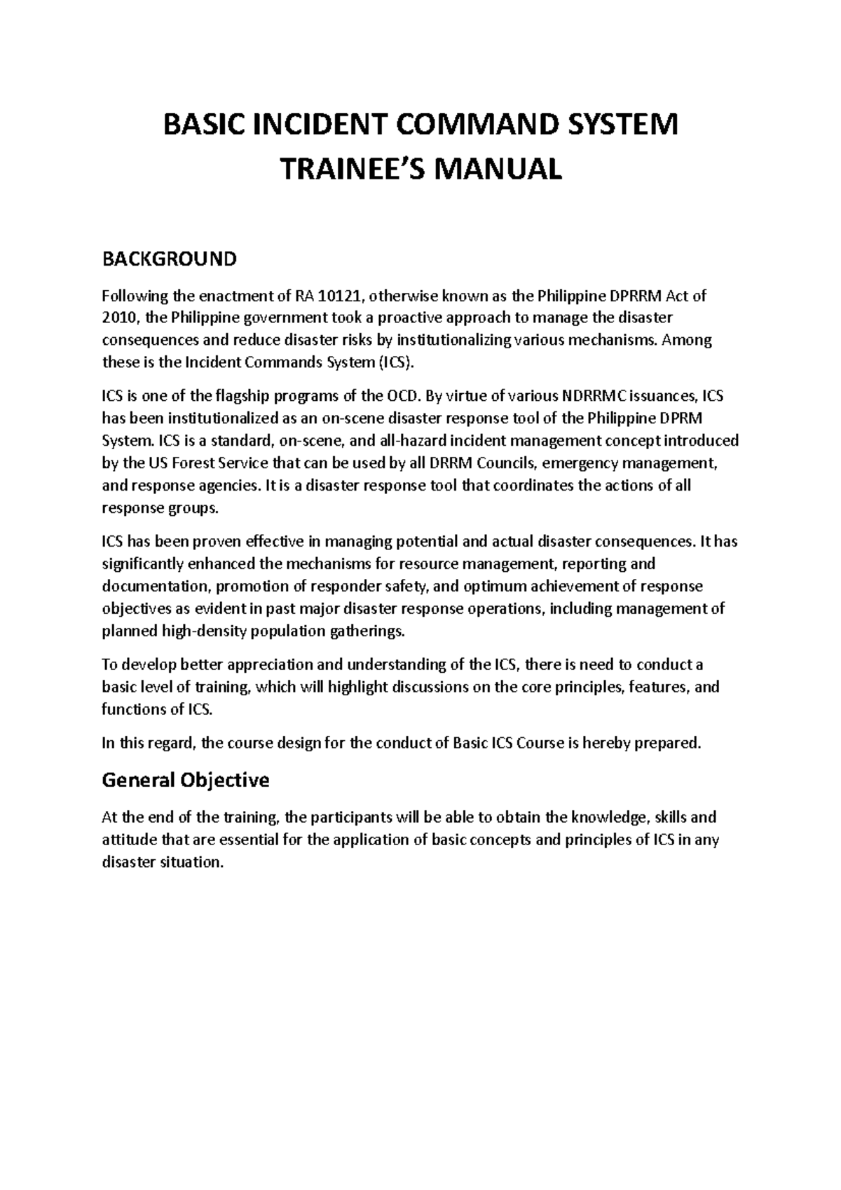 Unbothered - nICE - BASIC INCIDENT COMMAND SYSTEM TRAINEE’S MANUAL ...