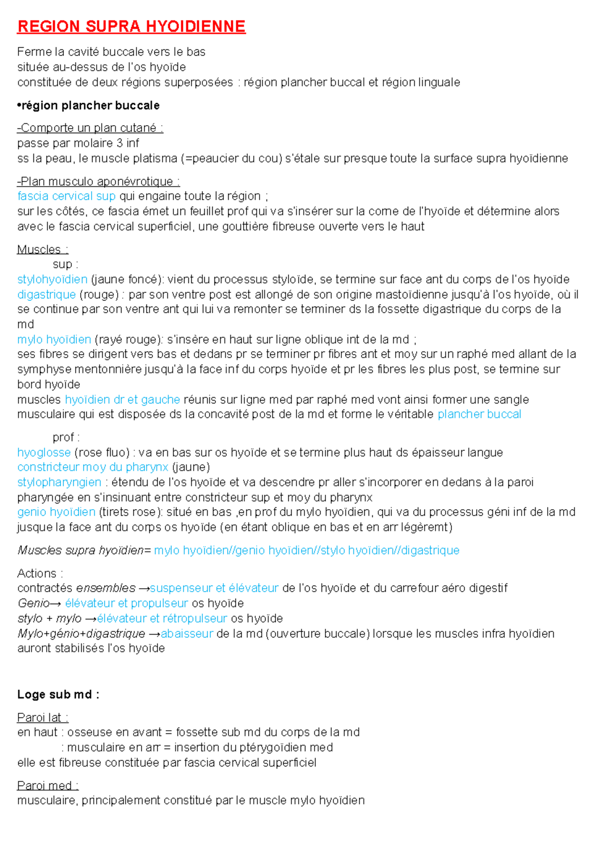 MT 4 région supra hyoidienne - REGION SUPRA HYOIDIENNE Ferme la cavité ...