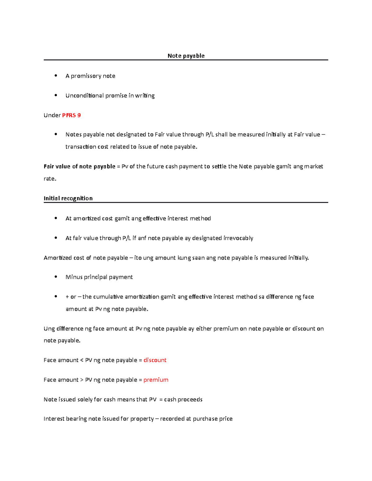 Note payable - Fair value of note payable = Pv of the future cash ...