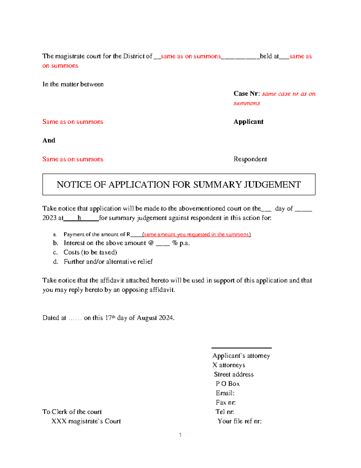 2024 CIG Application FOR Summary Judgment - The magistrate court for ...