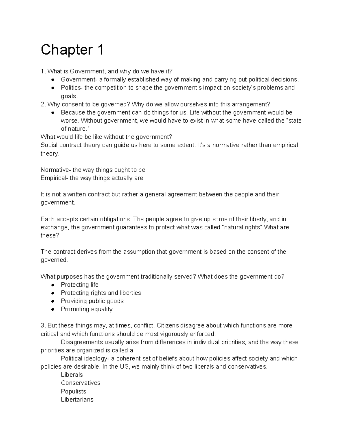 POLI 2051 Exam 1 - Notes involving exam 1 for this class. - Chapter 1 ...