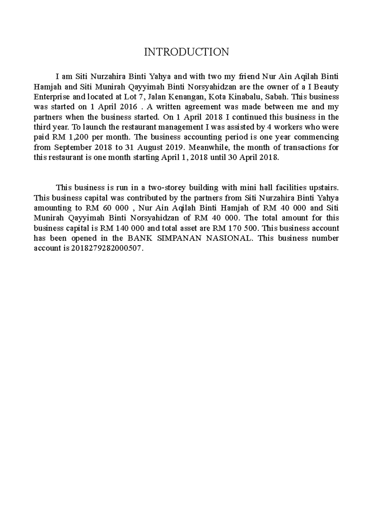 Introduction. INDVIDUAL ASSIGNMENT - ACC106 - INTRODUCTION I am Siti ...