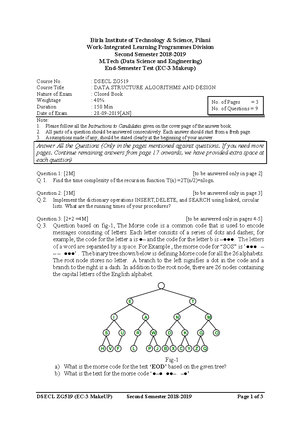 Labsheet 3 - BIRLA INSTITUTE OF TECHNOLOGY AND SCIENCE, PILANI CS-F211: Data Structures and ...