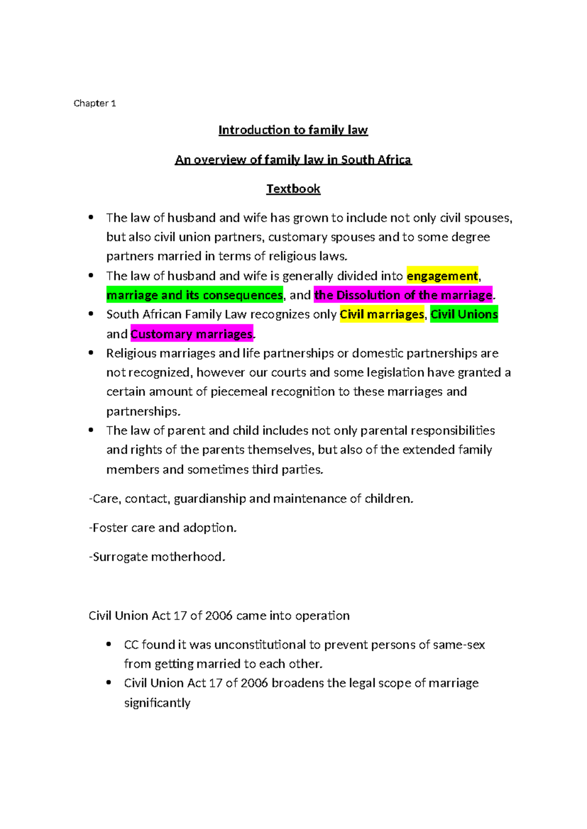 Fam notes (study unit 1-3) - ####### Chapter 1 Introduction to family ...