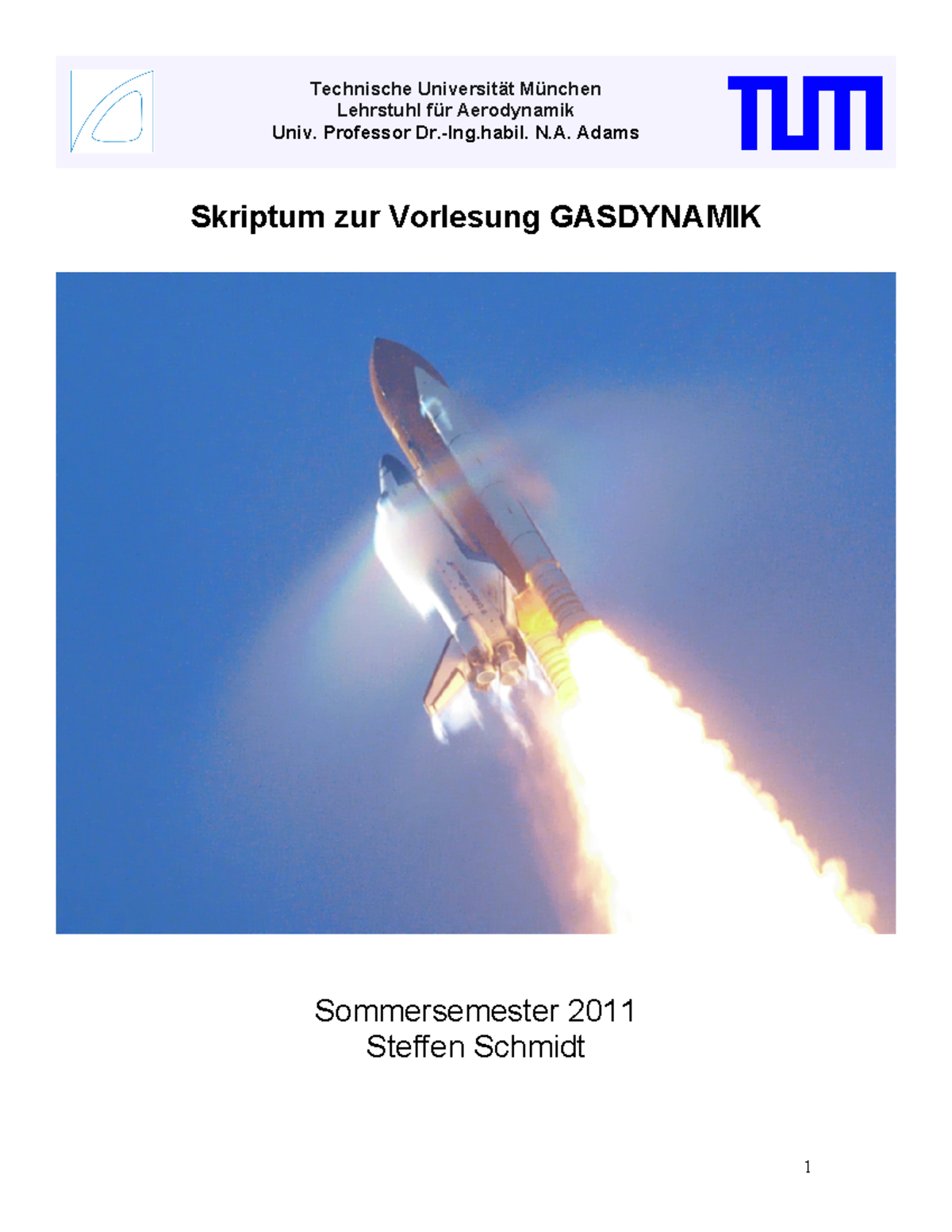Skriptum zur Vorlesung Gasdynamik - Skriptum zur Vorlesung GASDYNAMIK ...