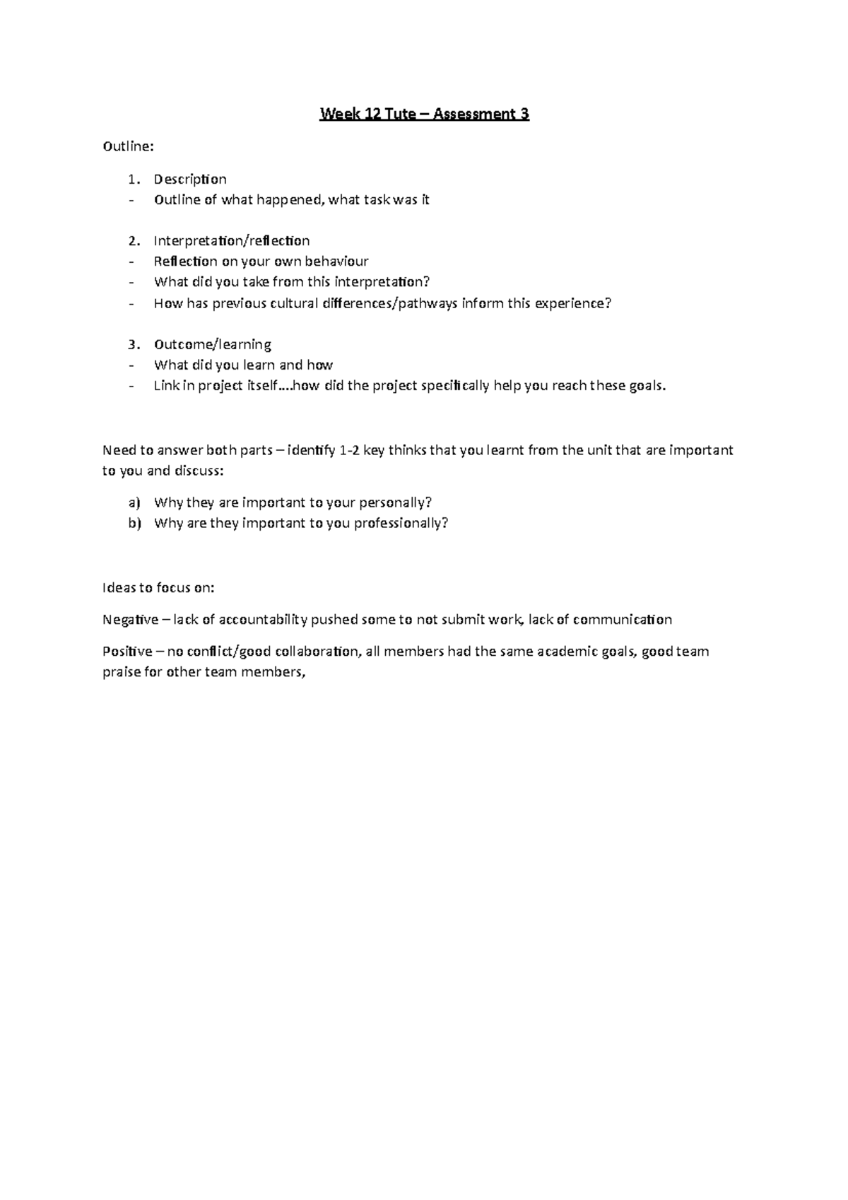 Week 12 Tute - tutorial work for internship subject - Week 12 Tute ...