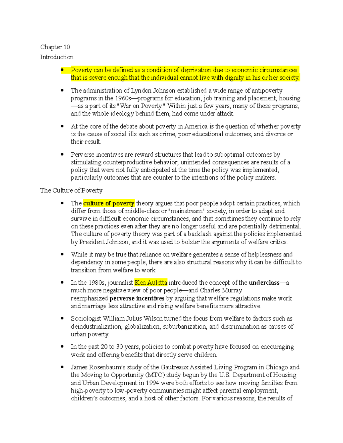 introduction to sociology. chapter 8. lecture notes. poverty, culture ...