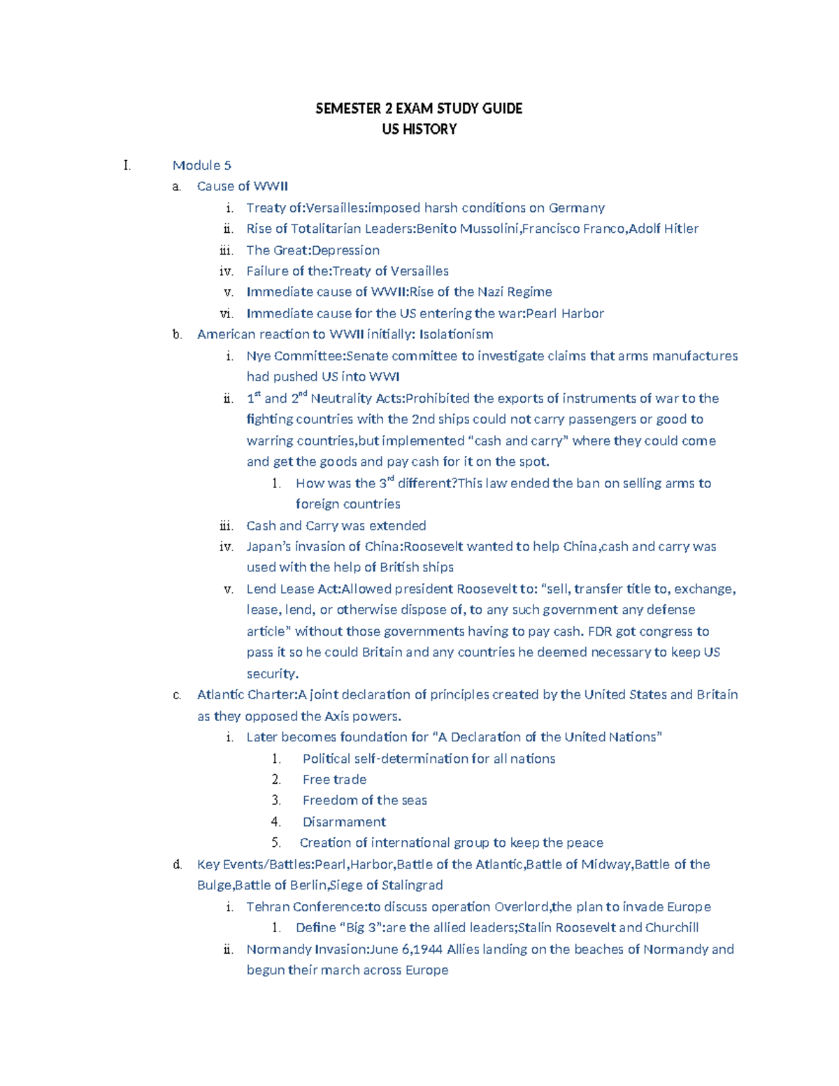 Semester 2 Final Exam Study Guide - SEMESTER 2 EXAM STUDY GUIDE US ...