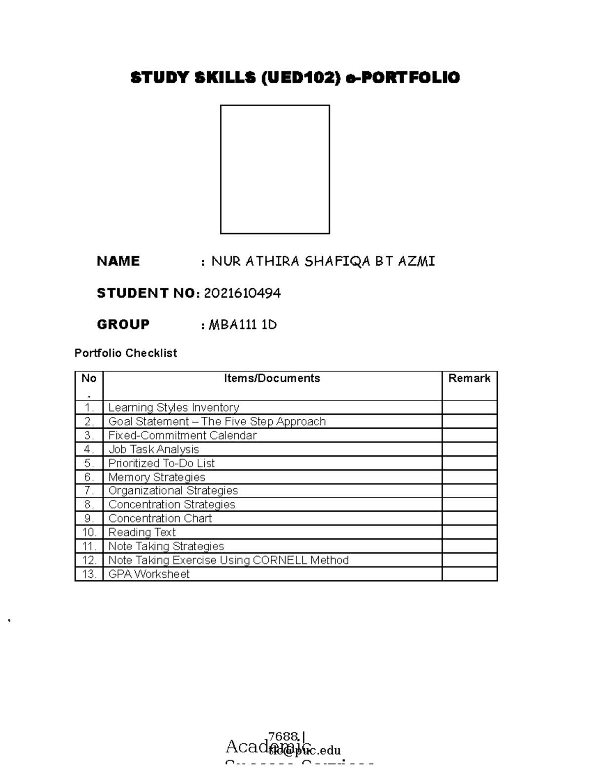Assignment UED102 e-portfolio - Business studies - UiTM - Studocu