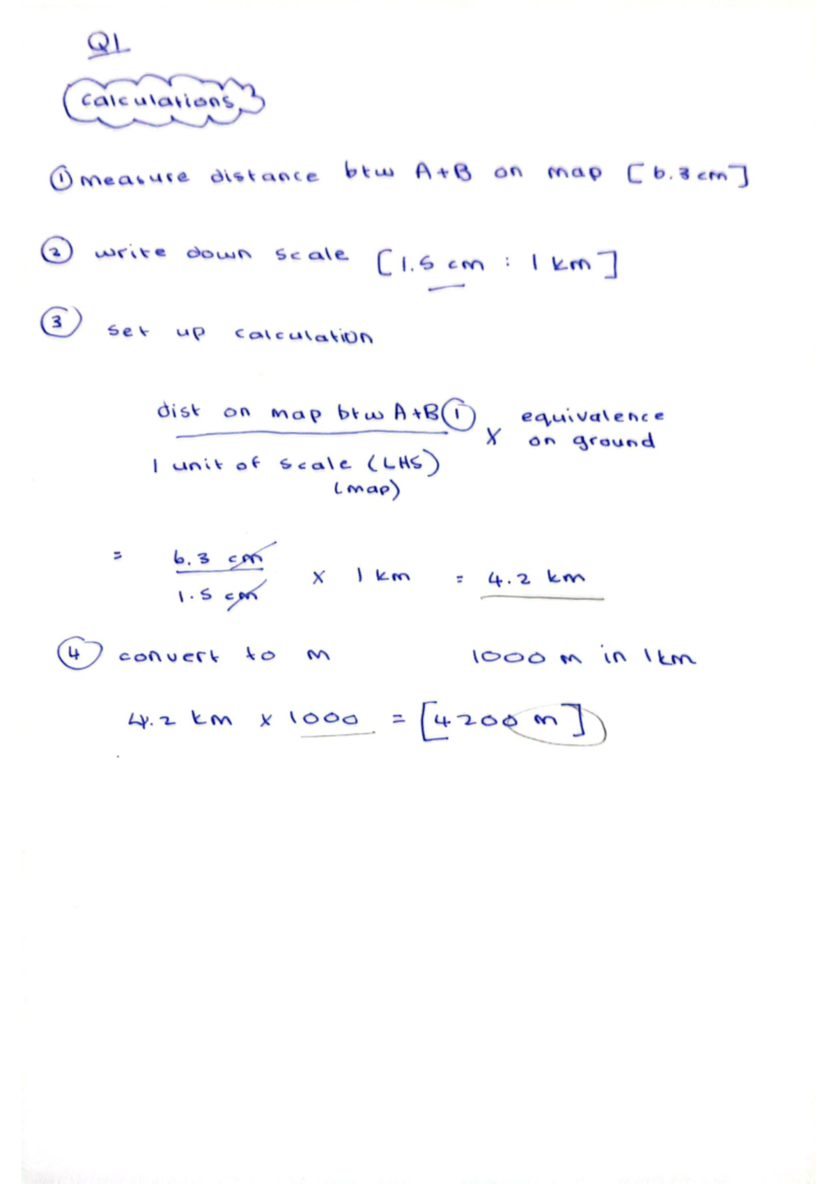 Demonstration Worked out Answers - Q1 calculations I measure distance ...