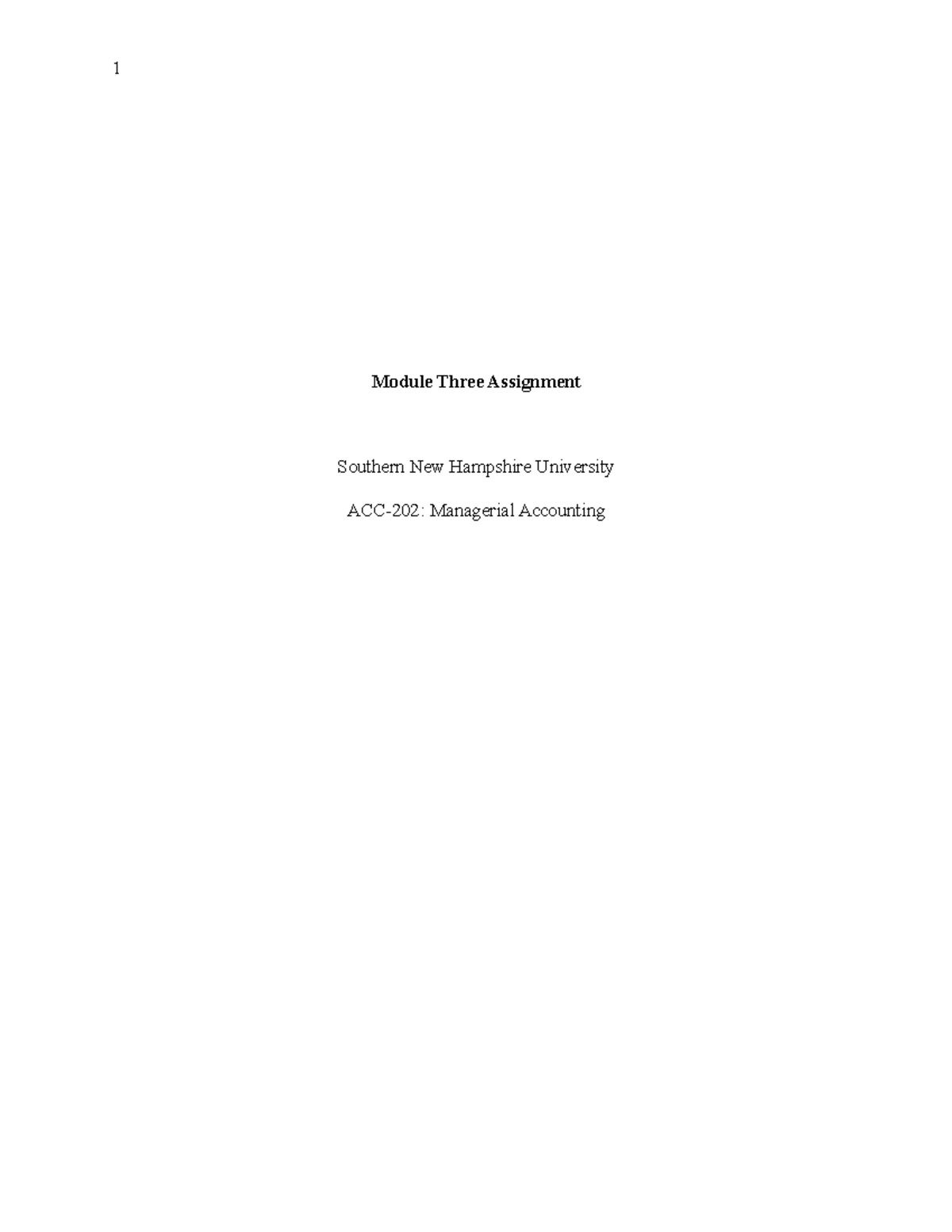 Module Three Assignment - 1 Module Three Assignment Southern New ...