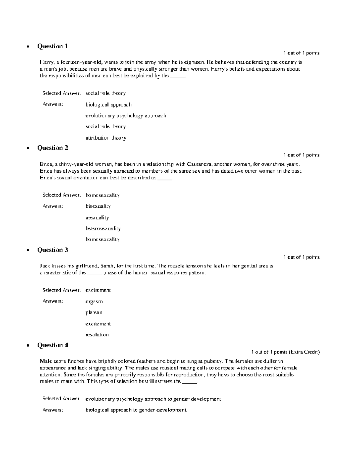 Quiz 11 - Weekly Quiz - Question 1 1 out of 1 points Harry, a fourteen ...