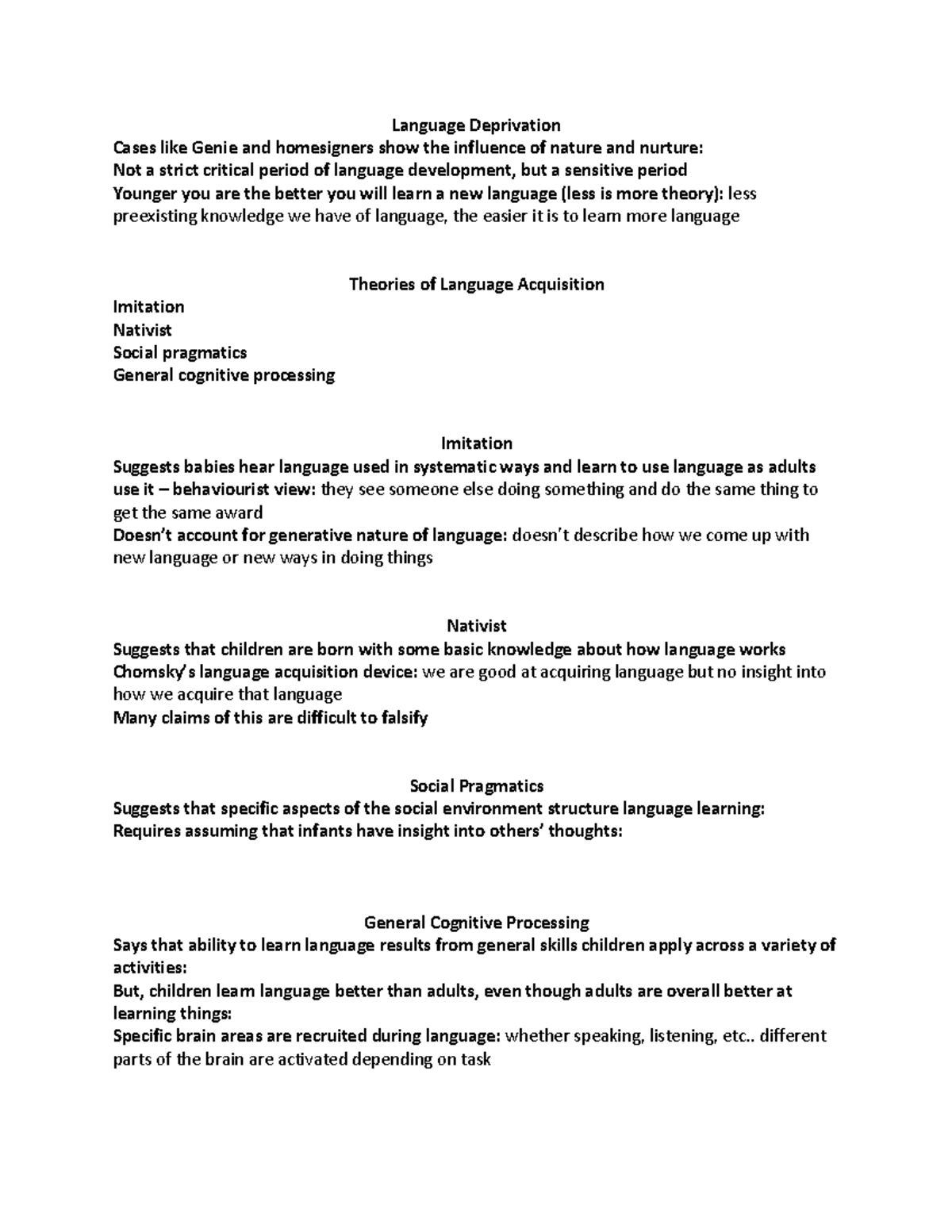 Class - Summary Introduction to Cognitive Psychology - Language ...