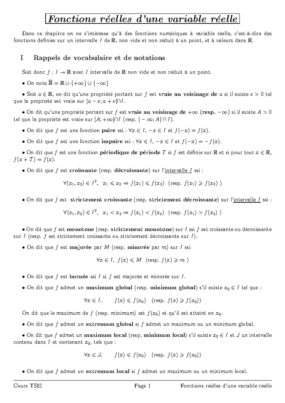 Chapitre 1 Fonctions réelles d une variable réelle - Fonctions r ...