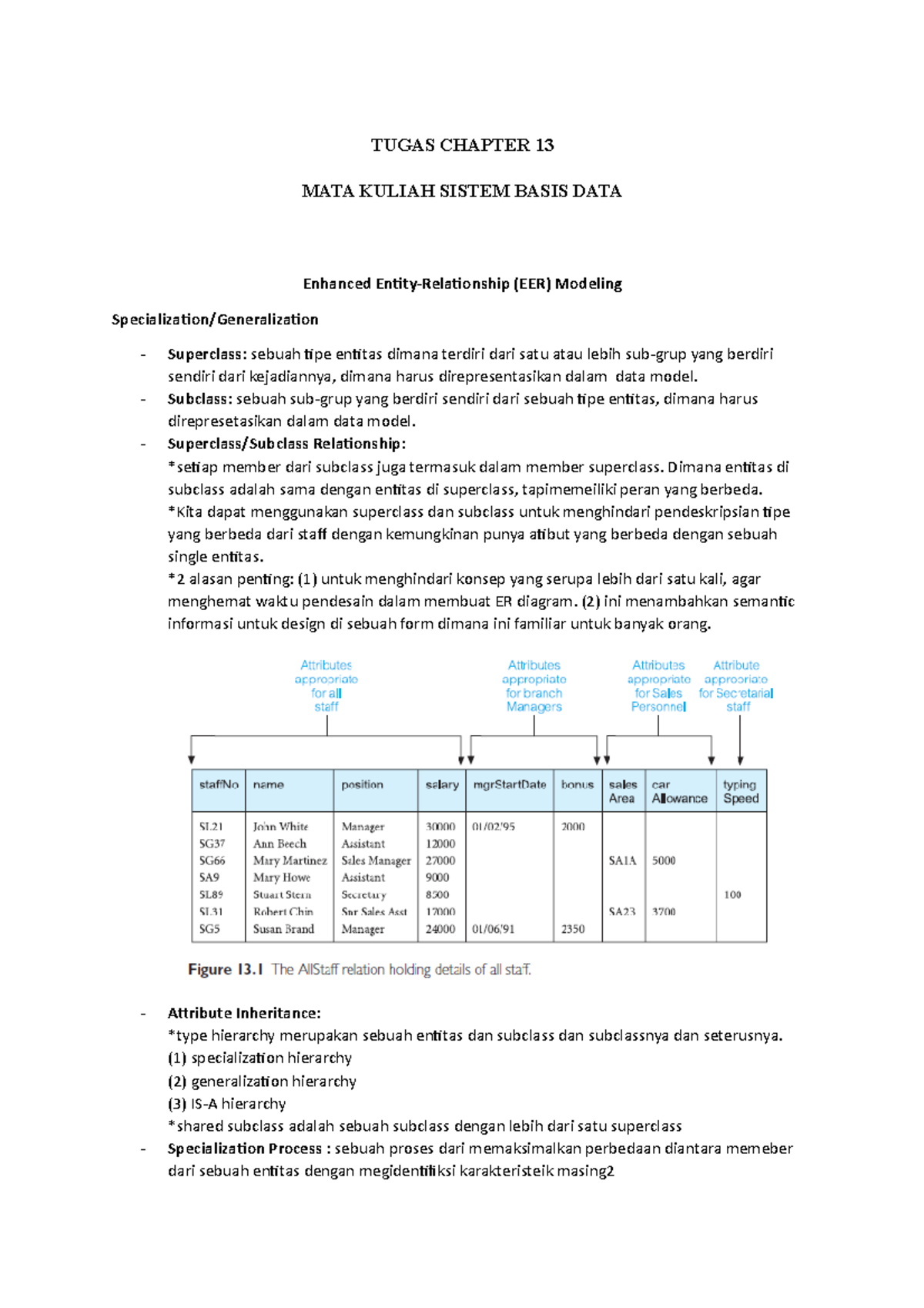 Tugas SBD - Enhanced Entity-Relationship (EER) Modeling - TUGAS CHAPTER 13 MATA KULIAH SISTEM ...