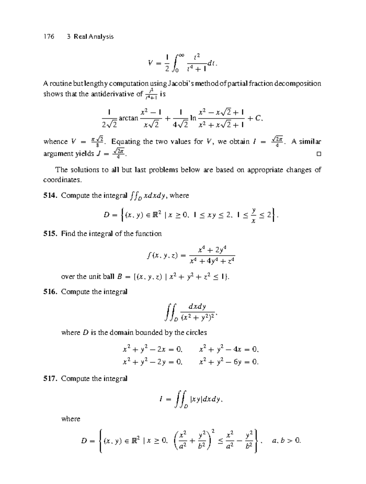 Advanced book on Mathematics Olympiad ( PDFDrive )-22 - 176 3 Real Analysis V = 1 2 ∫ ∞ 0 t 2 t ...
