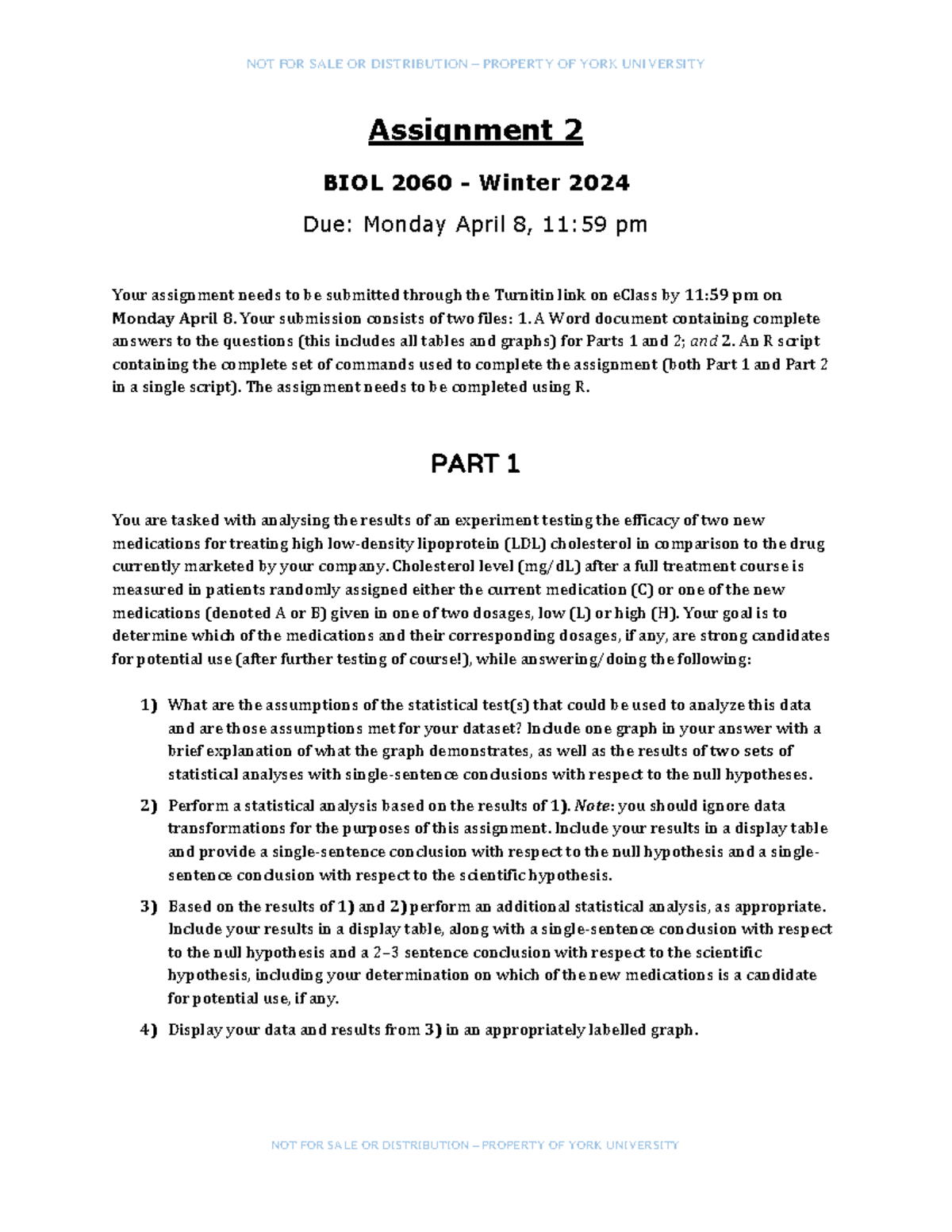 2024 03 21 BIOL2060 Assignment 2 - NOT FOR SALE OR DISTRIBUTION ...