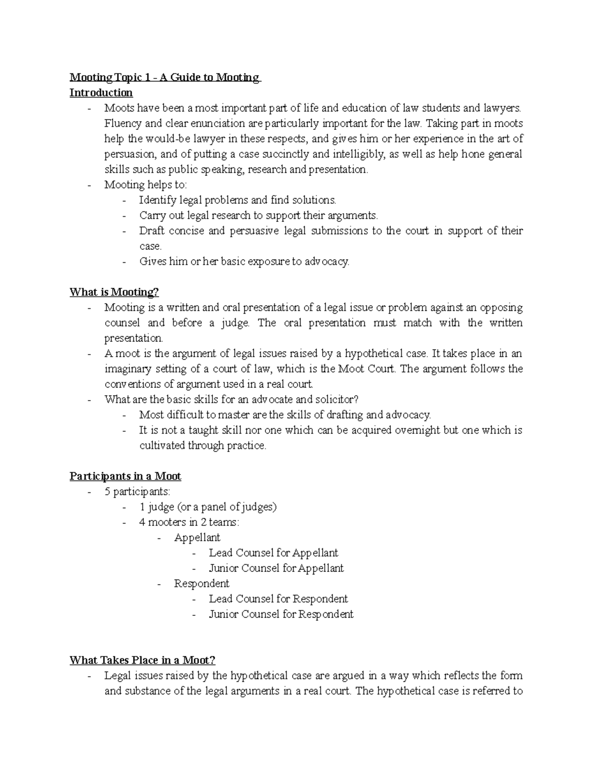 Mooting Topic 1 - A Guide to Mooting - Mooting Topic 1 - A Guide to ...