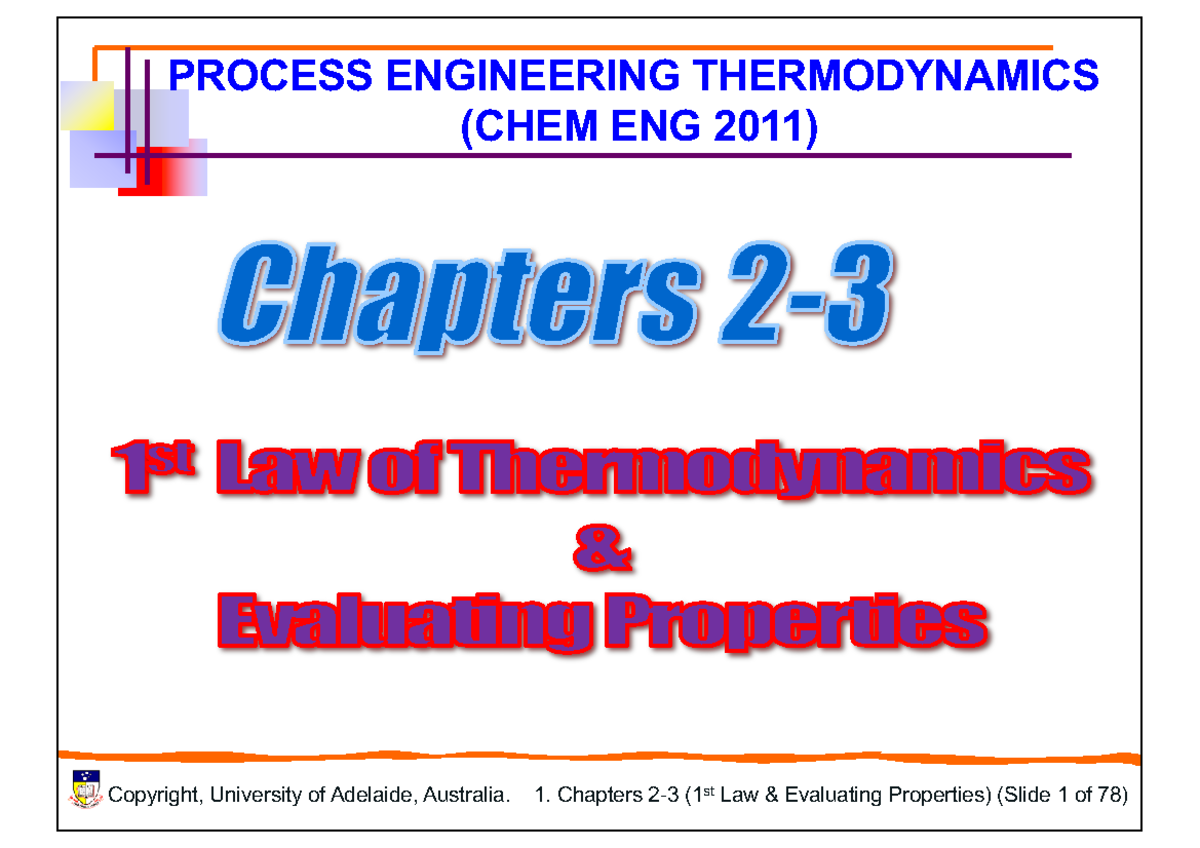 PPT-1 (Chapters 2-3) - Lecture notes 1-3 - PROCESS ENGINEERING ...