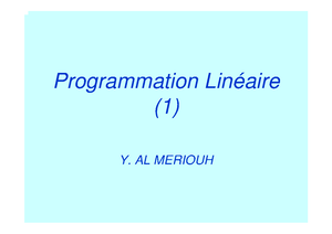 GP3 - programmation linéaire - Solution par algorithme du Simplexe Méthode des tableaux Ou ...