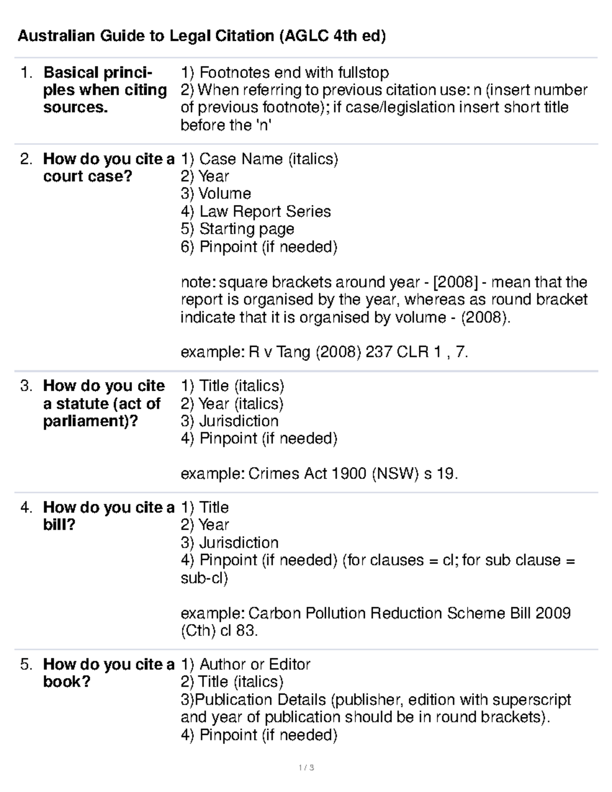 AGLC Quick Reference Test - Australian Guide to Legal Citation (AGLC ...