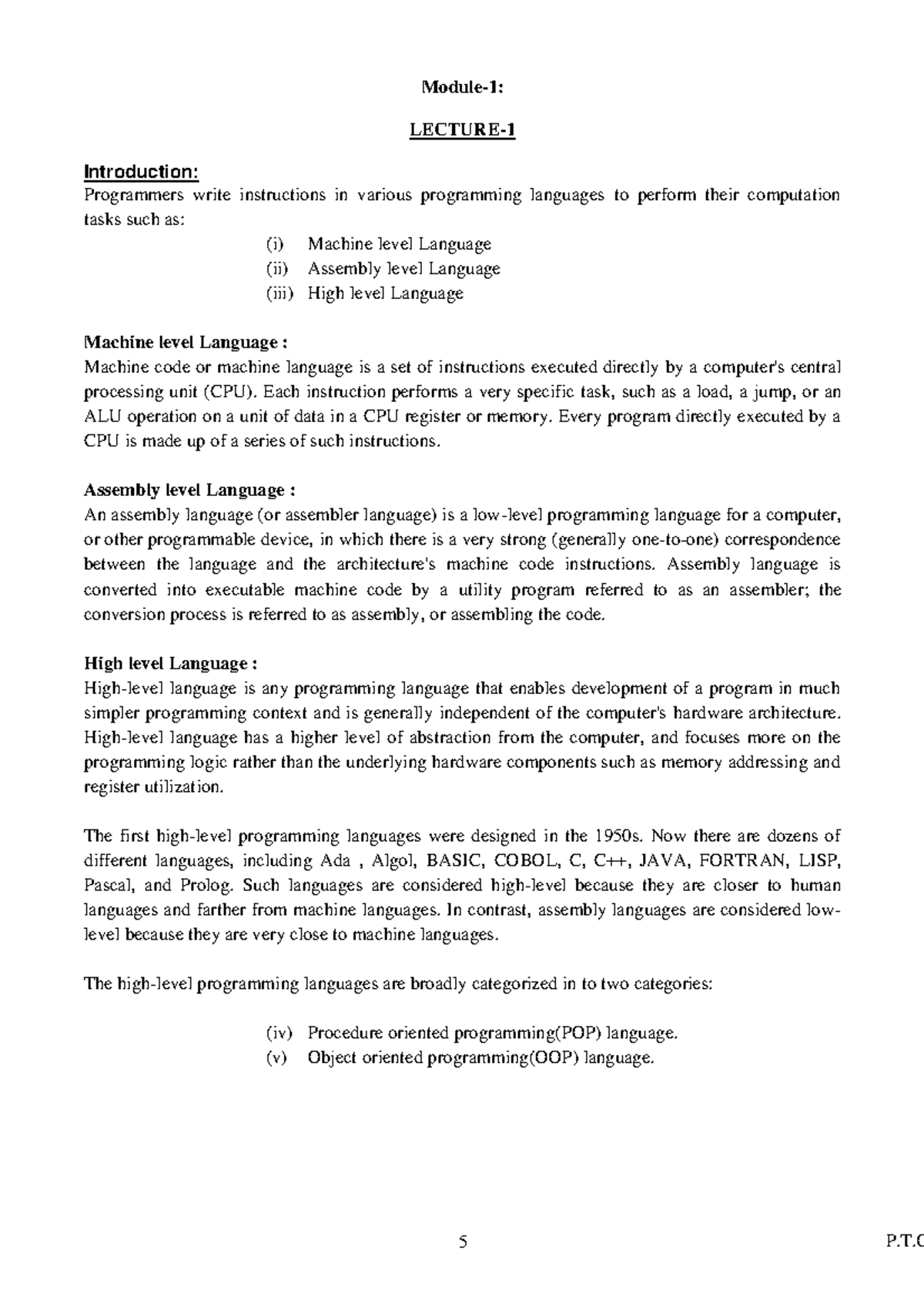 Oop using c++ mod1-5b lecture notes - Module-1: LECTURE- Introduction ...