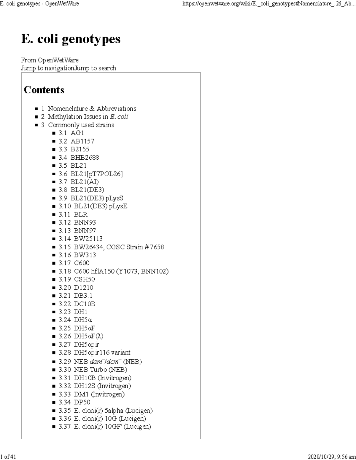 E. coli genotypes - Lecture Notes - E. coli genotypes From OpenWetWare ...