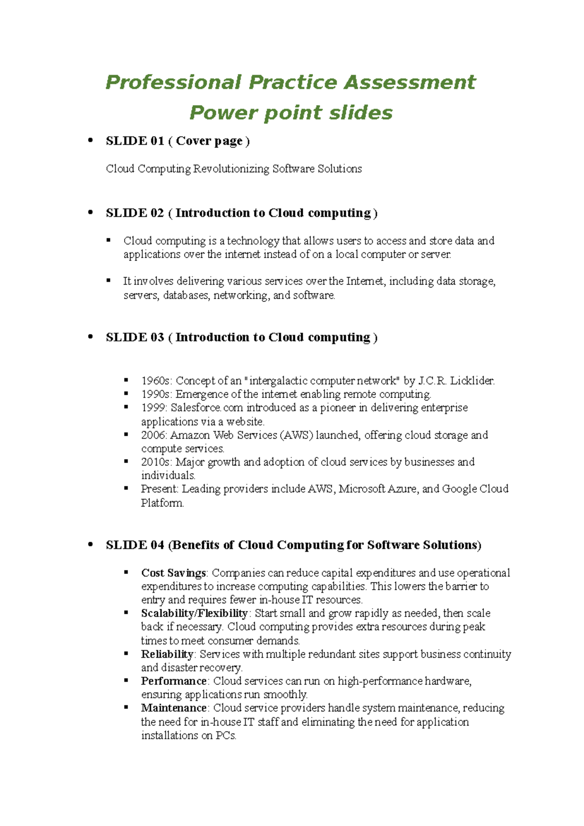 Professional Practice Assessment - It involves delivering various ...