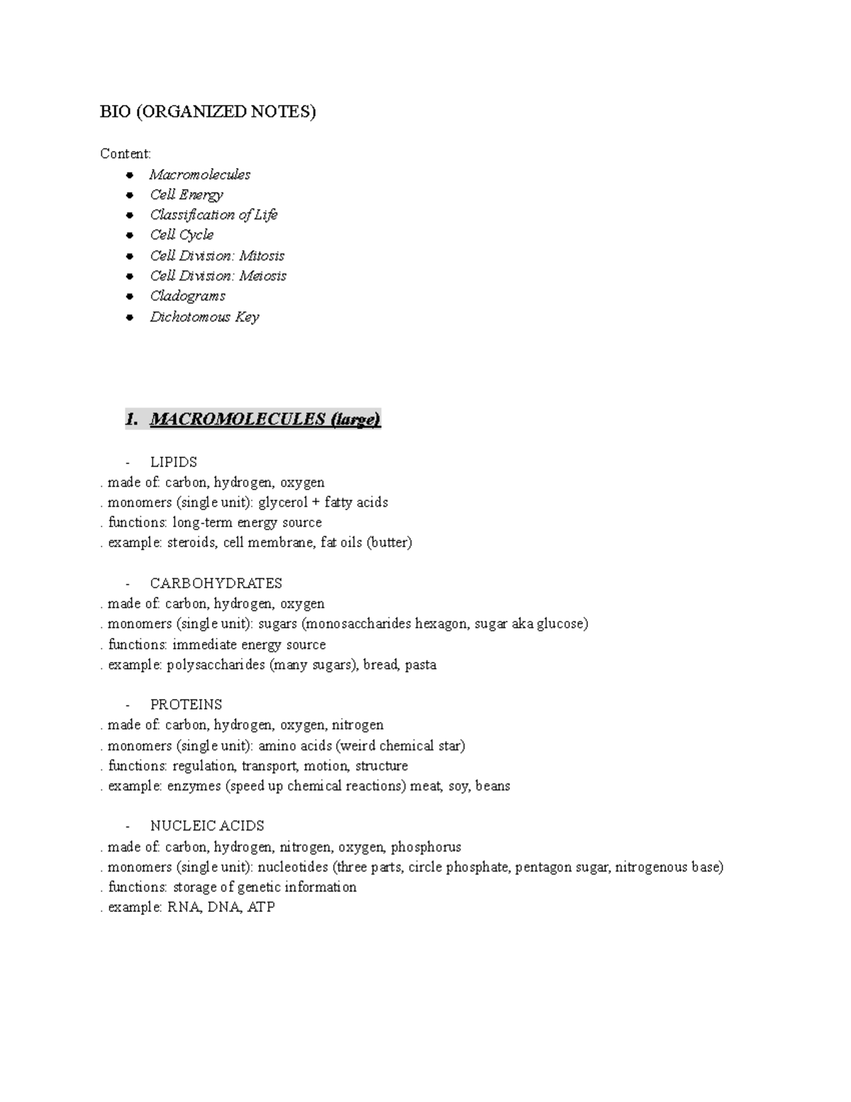 NOTES ON KEY CONCEPTS OF BIOLOGY - %,2 25*$1,=(' 127(6 &RQWHQW Ɣ ...