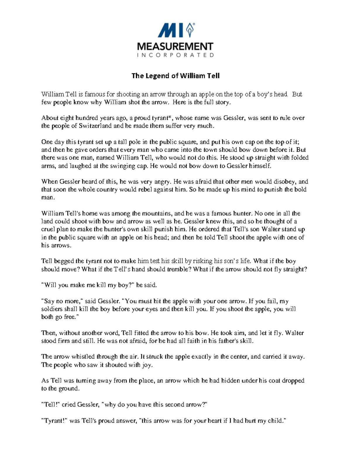 The Legend of William Tell - The Legend of William Tell William Tell is ...