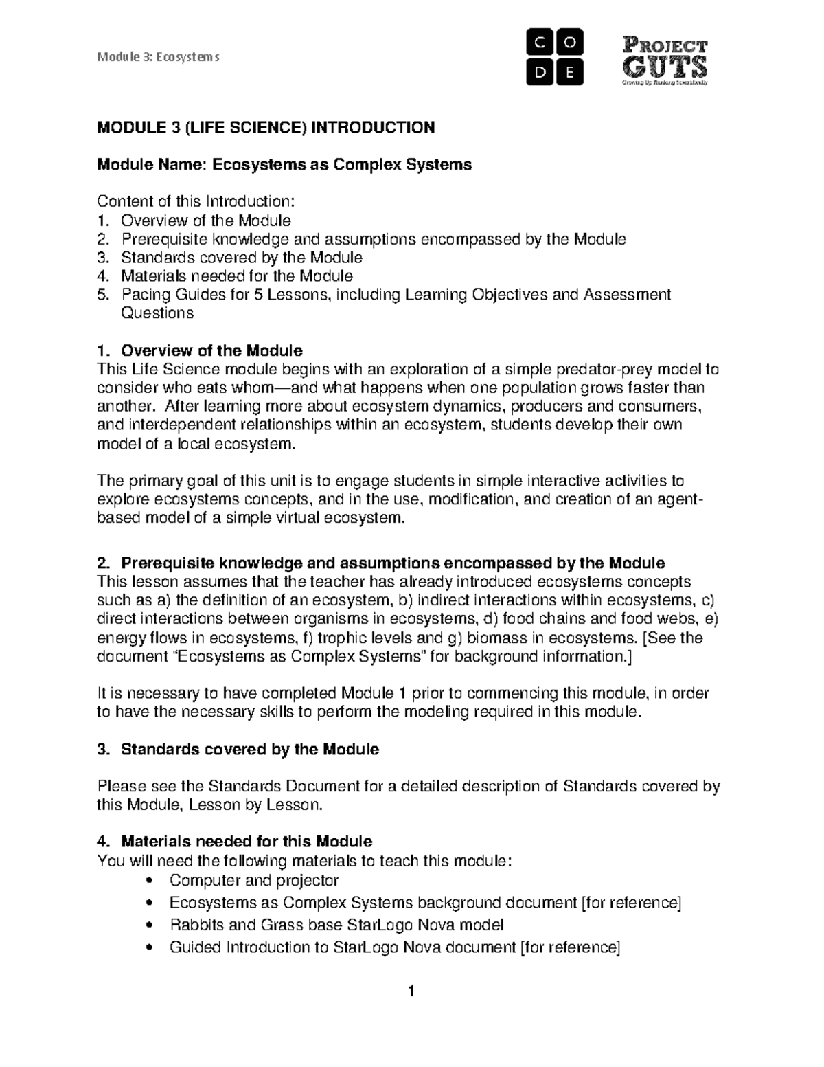 CS in Science Module 3 - Lecture notes 3 - MODULE 3 (LIFE SCIENCE ...