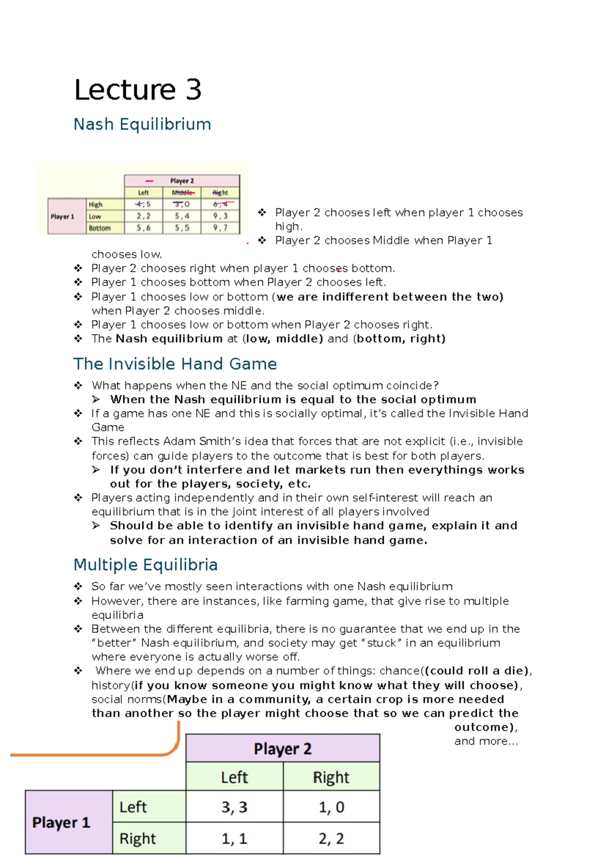 Unit 4 Lecture 3 - Microeconomics notes - Lecture 3 Nash Equilibrium ...