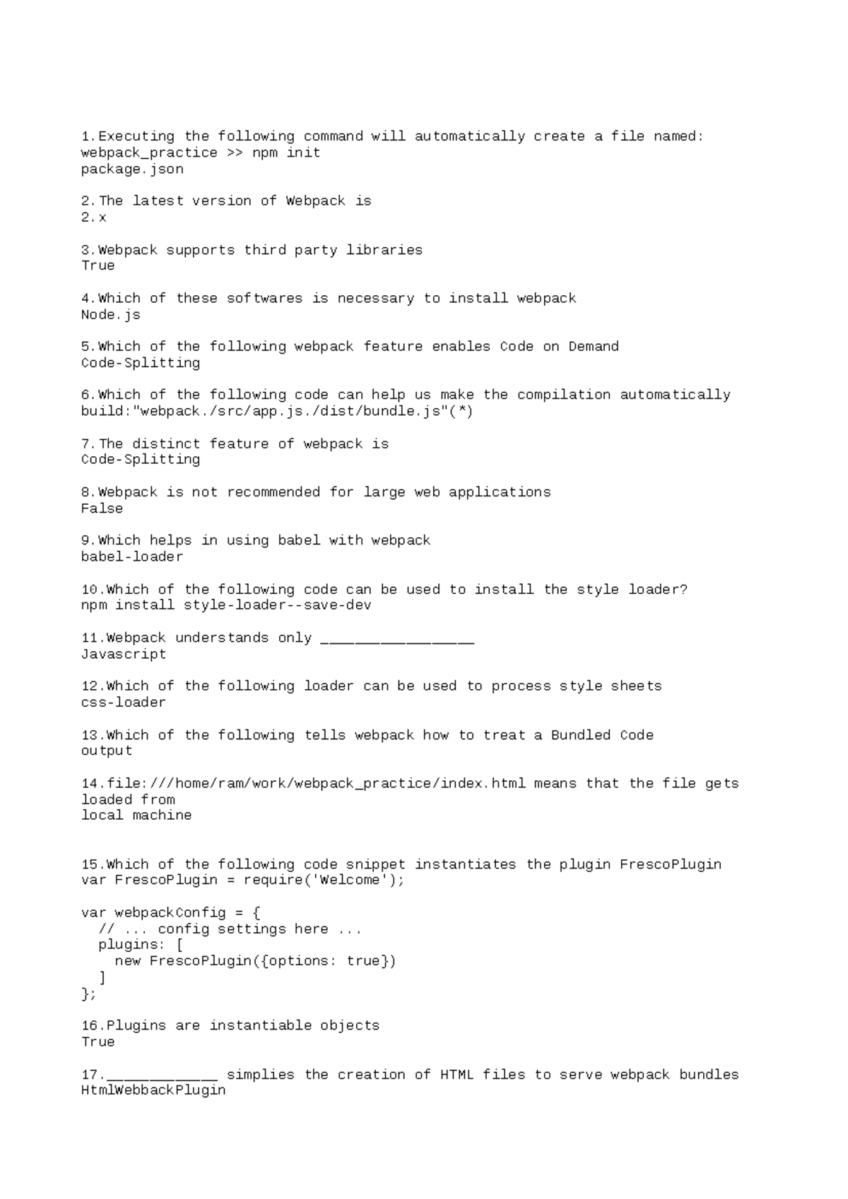 Bundling With Webpack New Notes 1 The Following Command Will Automatically Create A File