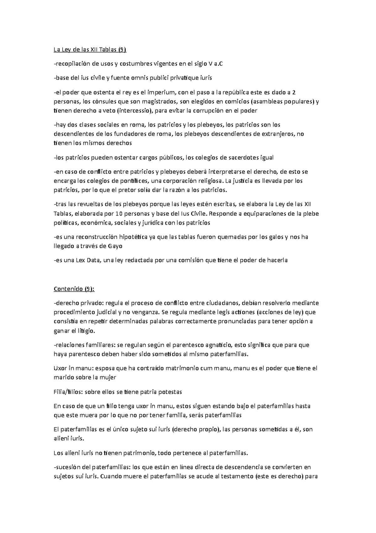 1er tema Rom - Primer tema de Derecho Romano - La Ley de las XII Tablas ...