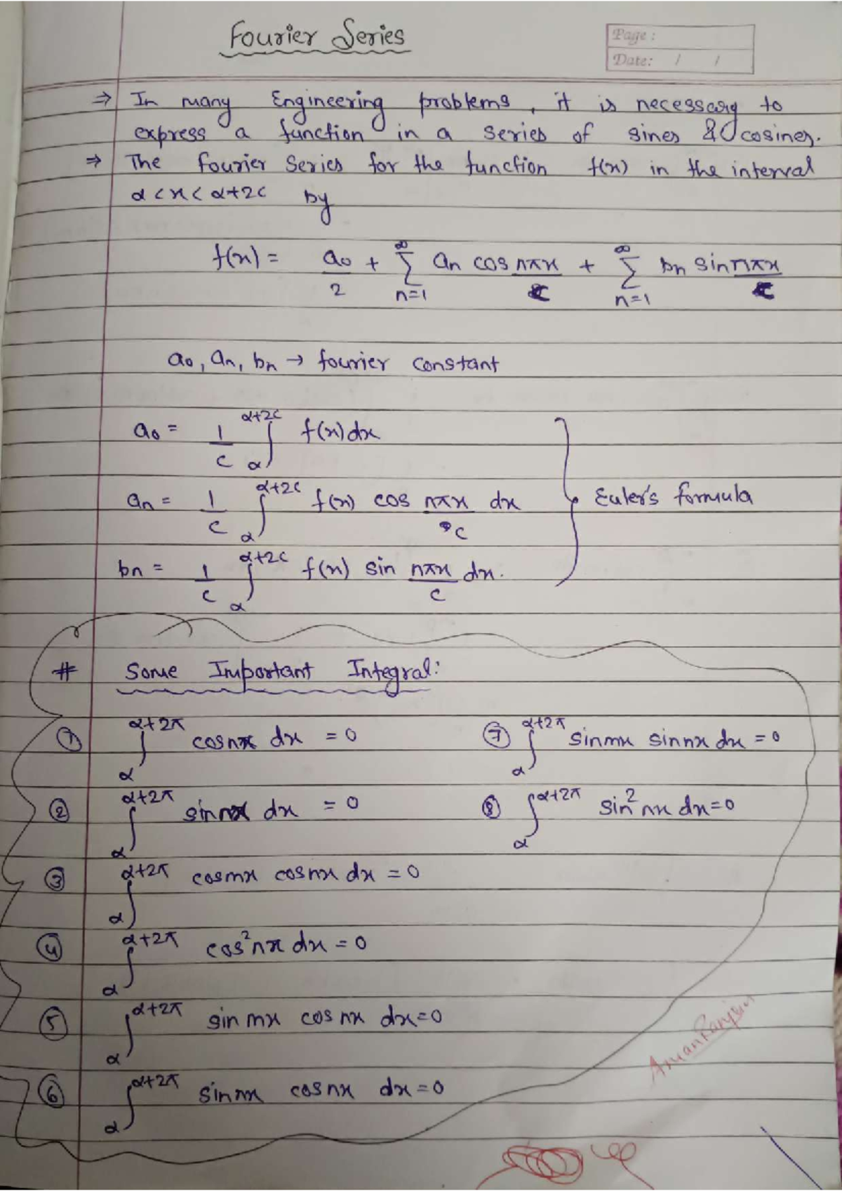 Fourier Series full notes - Fourier Series Page: Date: In many ...
