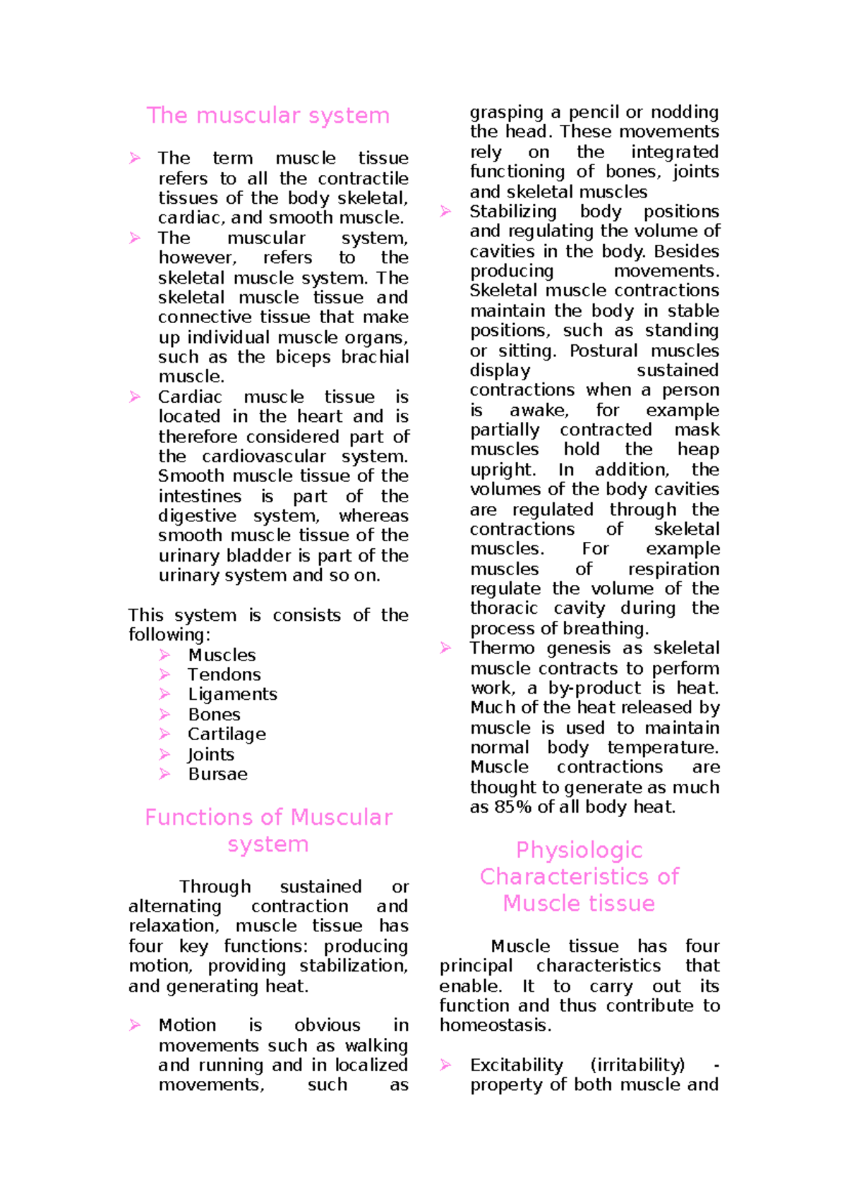 Chapter 6- Anaphy - The muscular system The term muscle tissue refers ...