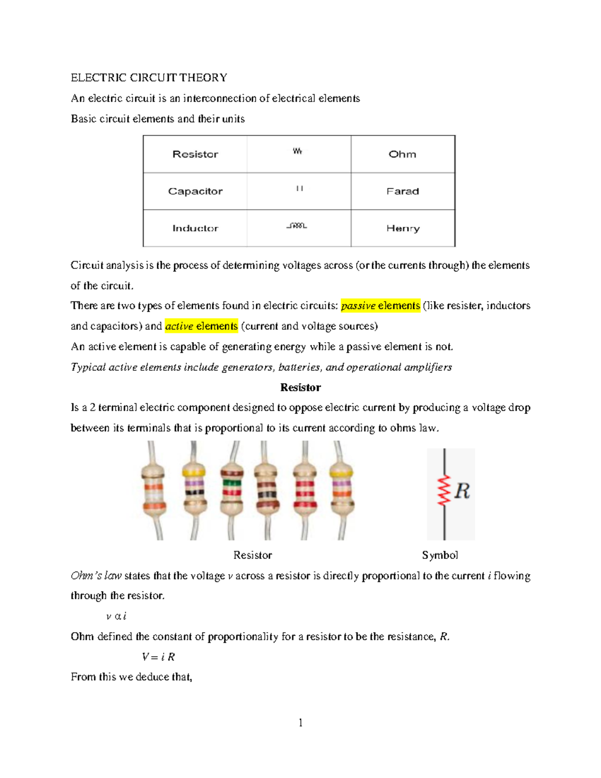 Lecture Notes BCM 209 - Building Science II - ELECTRIC CIRCUIT THEORY ...
