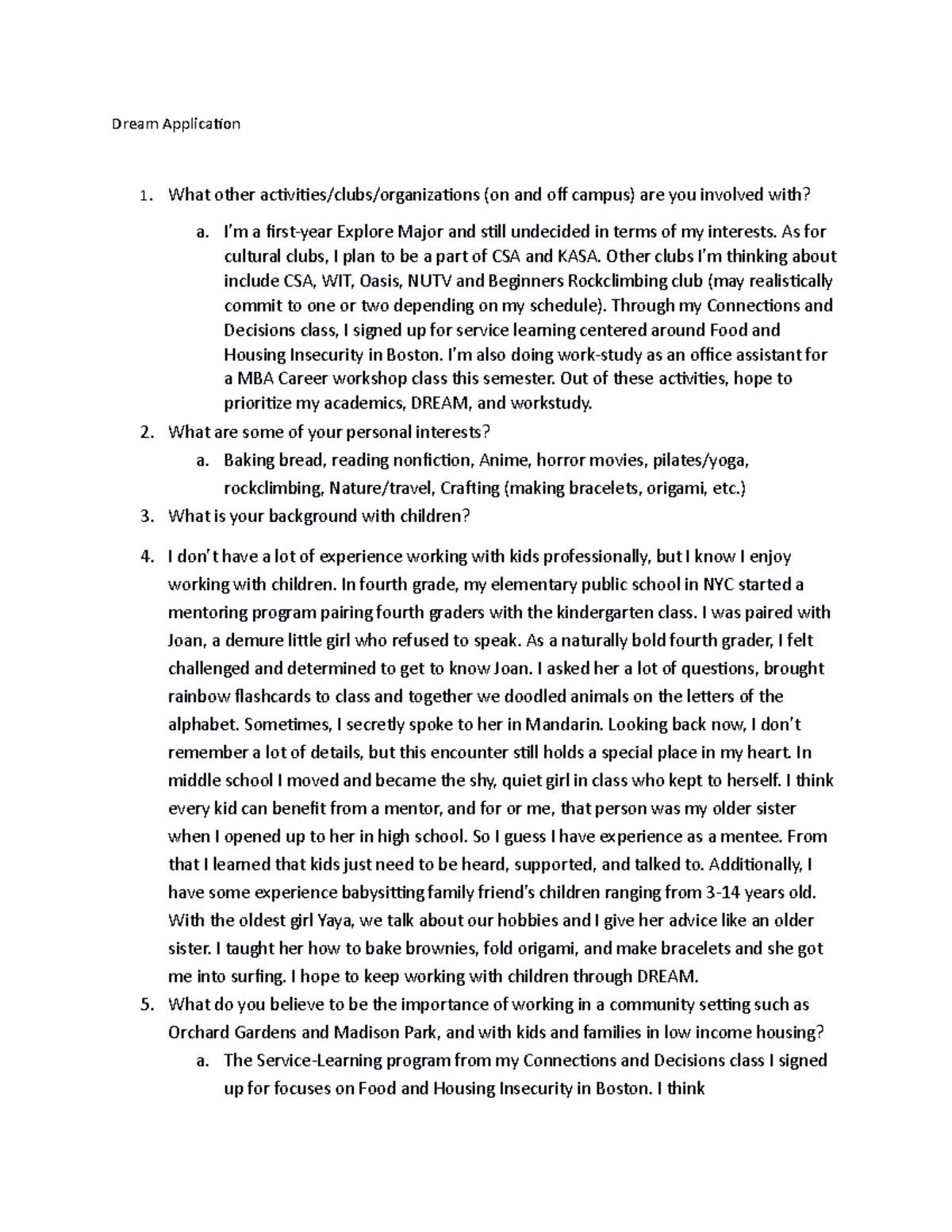 Dream Application Questions for Interview - Dream Application 1. What ...