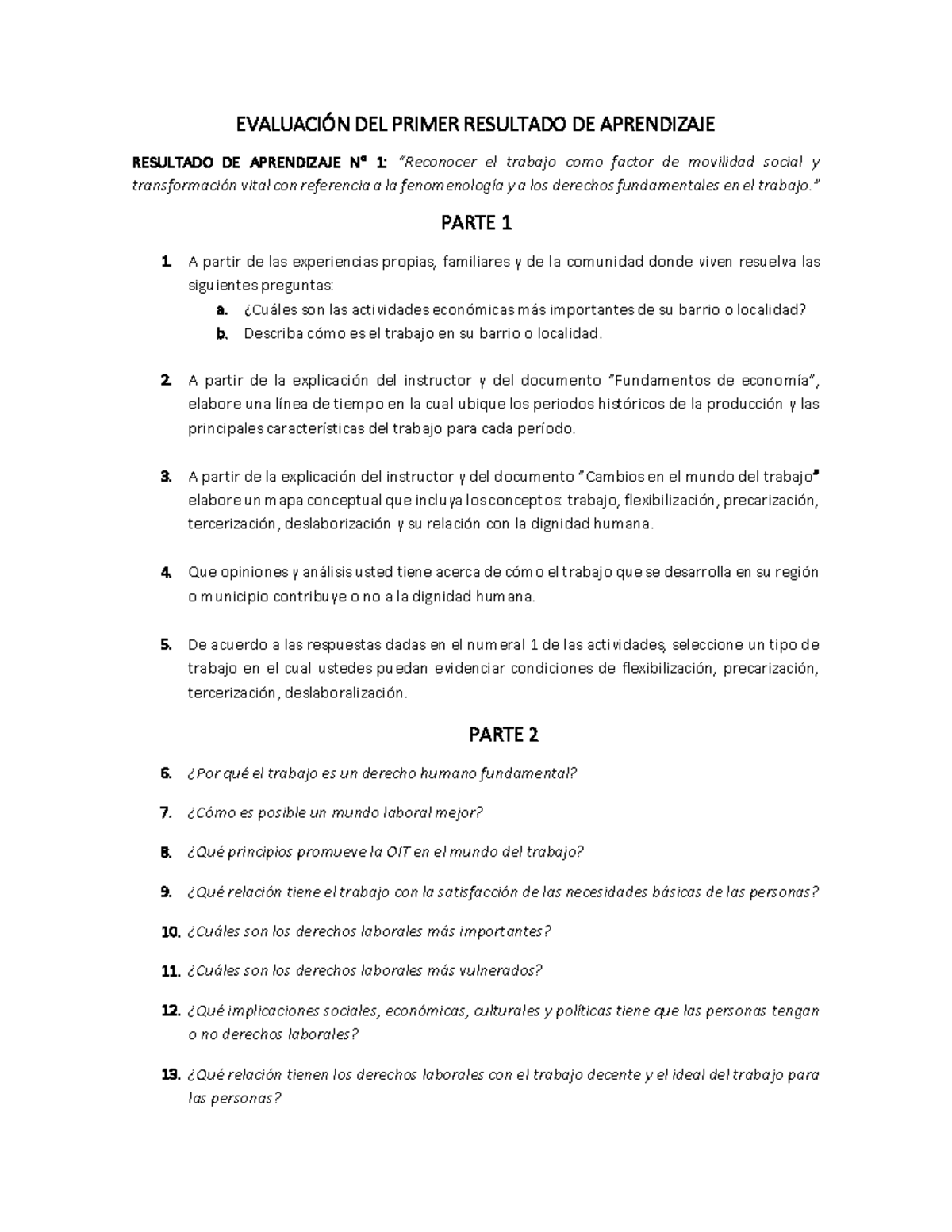 Evaluación DEL Primer Resultado DE Aprendizaje - EVALUACI”N DEL PRIMER RESULTADO DE APRENDIZAJE ...