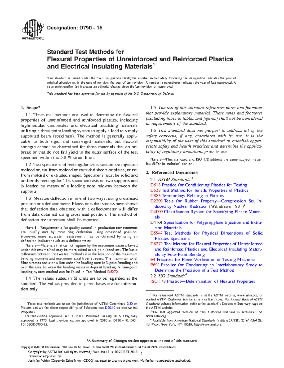 ASTM Standard Test Methods for Flexural Properties of Unreinforced and ...