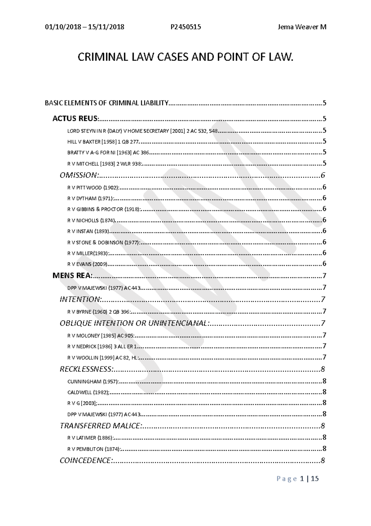 Term 1 Cases CRIMINAL LAW CASES AND POINT OF LAW BASIC ELEMENTS OF term-1-cases-criminal-law-cases-and-point-of-law-basic-elements-of
