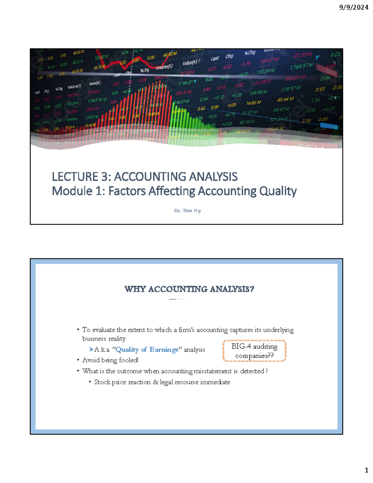 Lecture 3 Accounting Analysis - LECTURE 3: ACCOUNTING ANALYSIS Module 1 ...