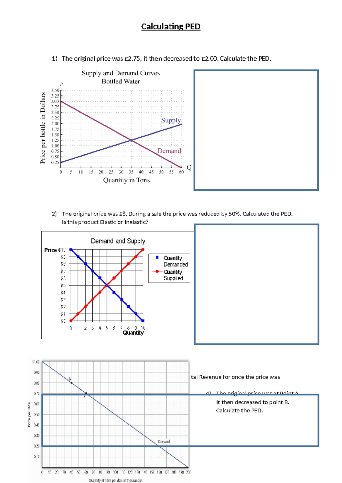 2. Calculating PED - Calculating PED 1) The original price was £2, it ...